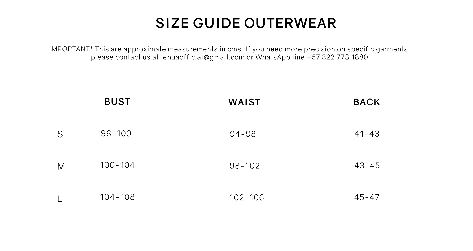 Size Guide – Lenua